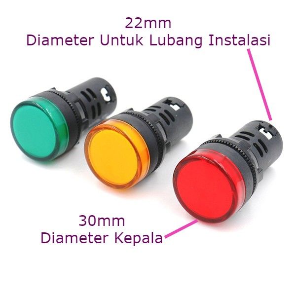 Lampu Pilot PLN 220 v 220v AC Indikator LED Signal Light Color | Lazada ...