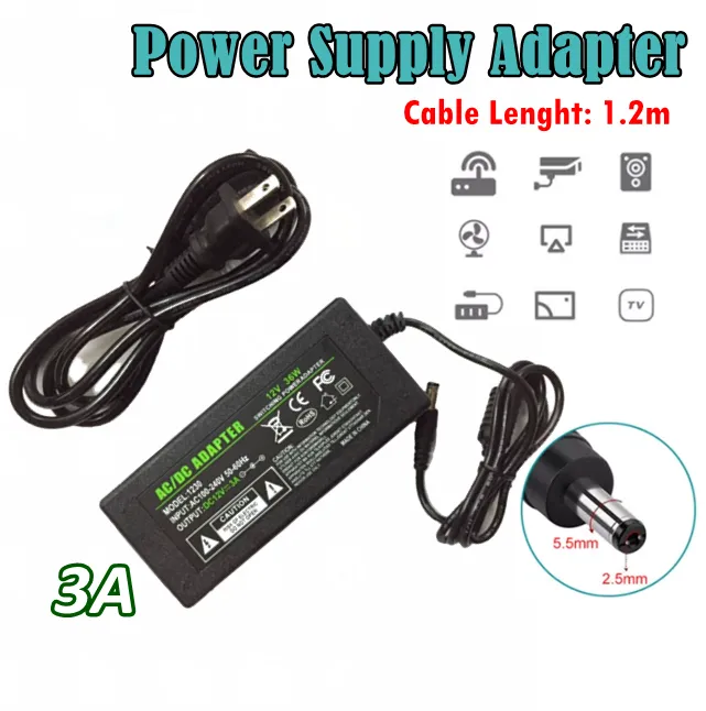 DC12V Adapter 3A/ 5A/ 6A/ 8A Multi purpose Power Supply Adapter 12V ...