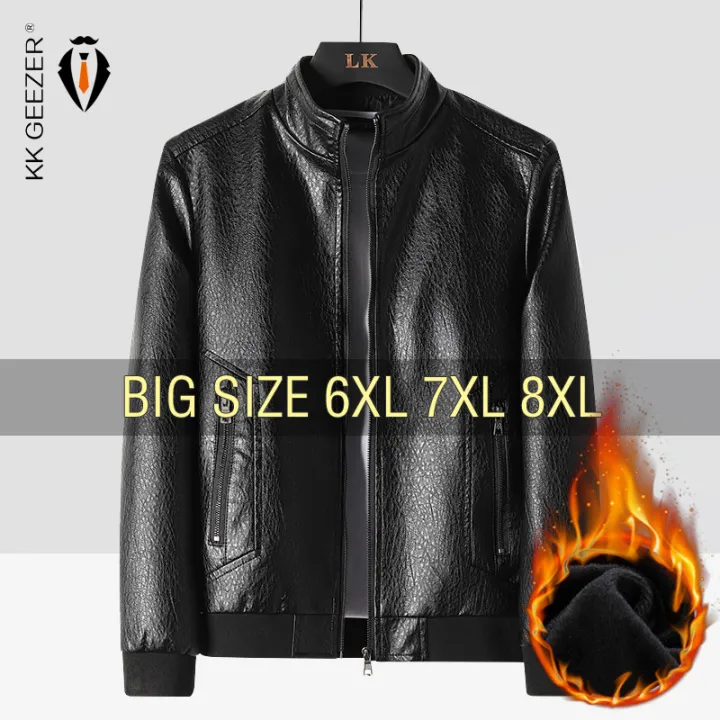 Leather Jacket Men Coats Motorcycle 2024 Autumn Lapel Travel Fleece ...