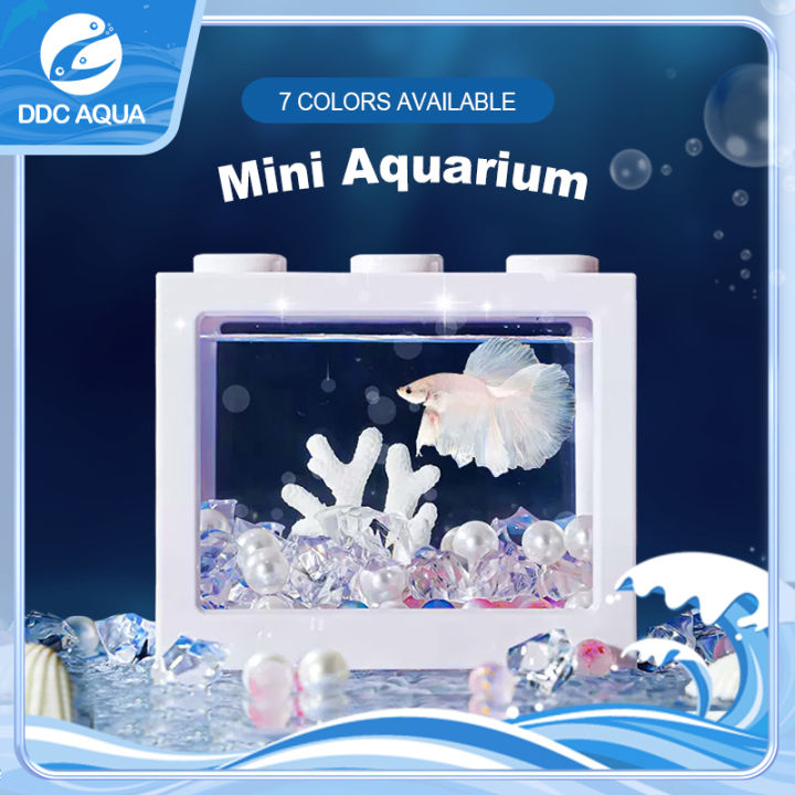 【DDC AQUA】Mini Aquarium Block Tank Betta Guppy Fish Tank Building Block ...