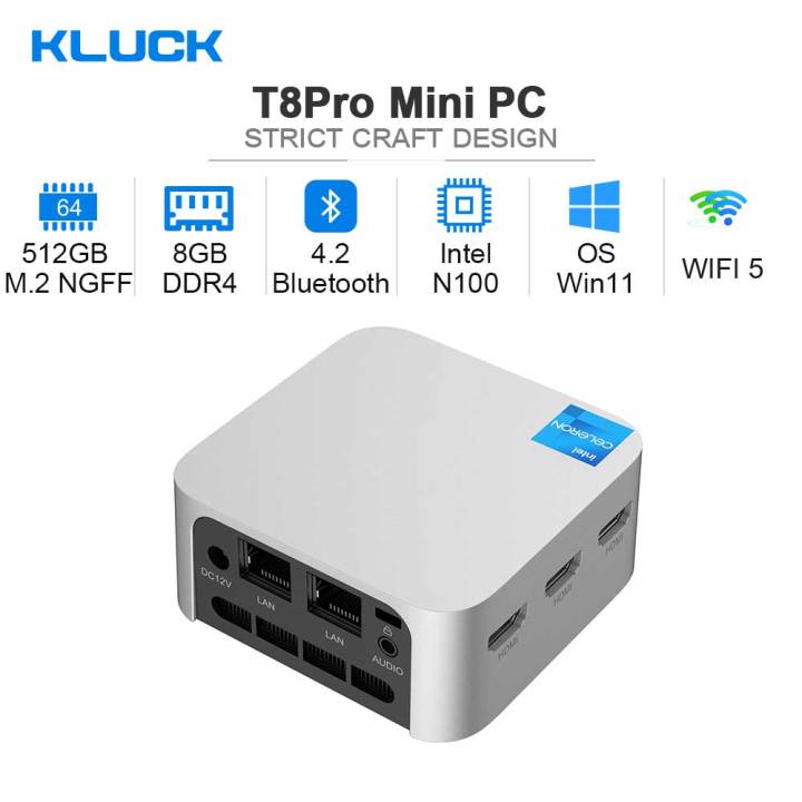 2023 T8Pro Mini PC Desktop CPU Intel N100 8GB +512GB NGFF Quad Core ...