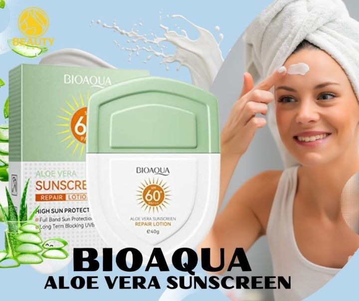 Effective BIOAQUA Aloe Vera Sunscreen SPF60+PA+++ Refreshing UV Protection Body Treatment 40g ...