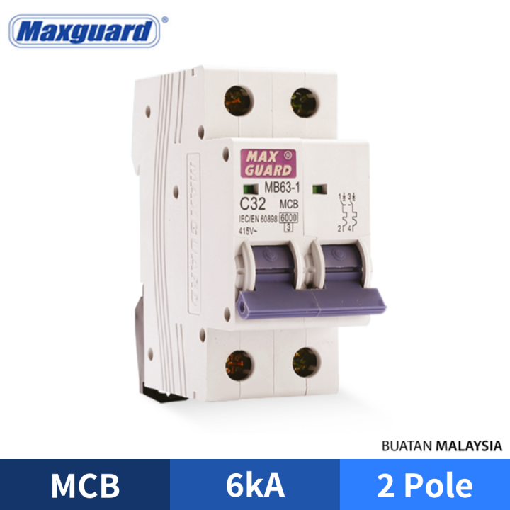 MAXGUARD 6A /10A/ 16A/ 20A/ 32A/ 40A/ 63A 2P 6kA MCB | Lazada