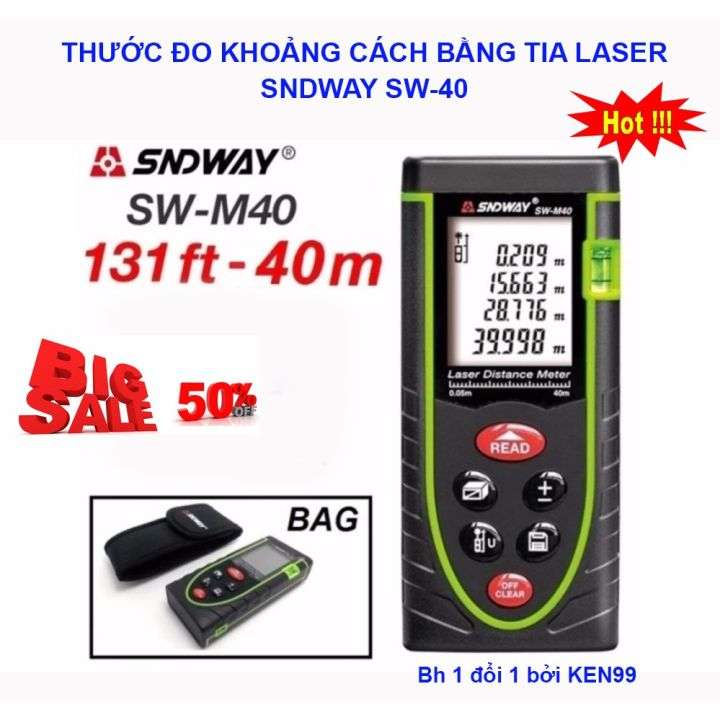 [HCM]Thước đo khoảng cách bằng tia laser SW-M40 phạm vi đo 40m máy đo ...