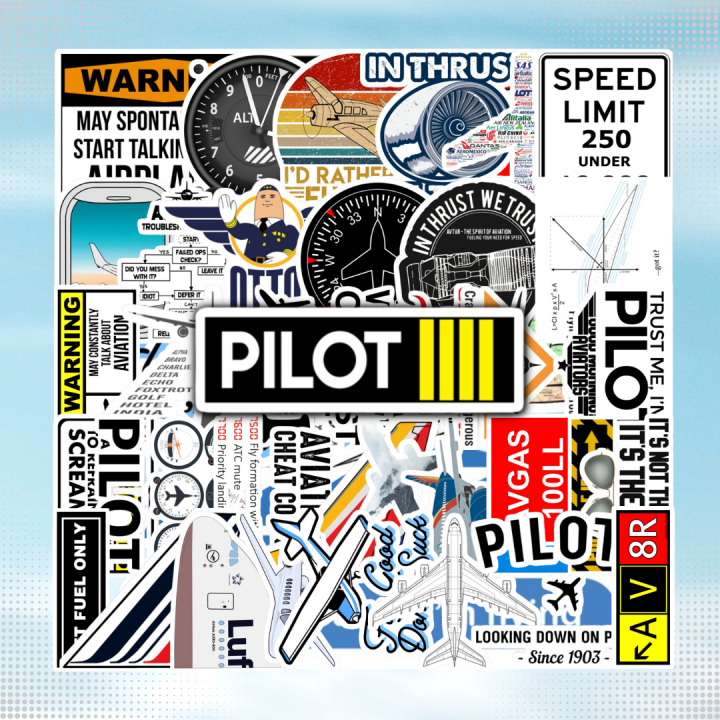 50 PCS| PILOT STICKERS LAPTOP LUGGAGE WATERPROOF STICKERS JOURNALING ...