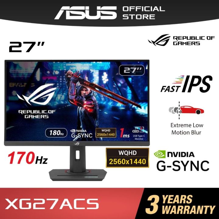 ROG Gaming Monitor 27 "XG27ACS 2K QHD Fast IPS 180Hz HDR400 GSync Sync ...