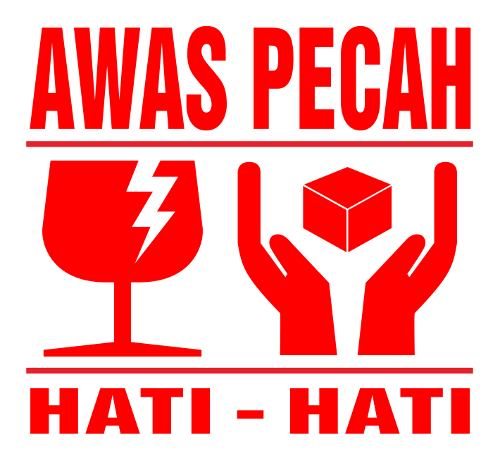 Sticker Label Fragile Handle With Care Stiker Awas Pecah 6 x 5,5 cm ...