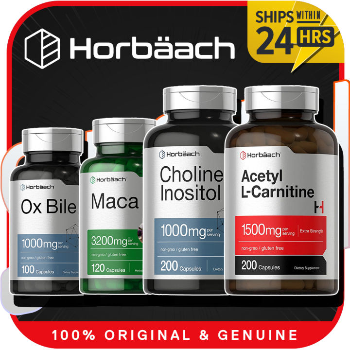 Horbaach Acetyl L-Carnitine 1500mg | ALCAR | Maca Root | Ox Bile ...