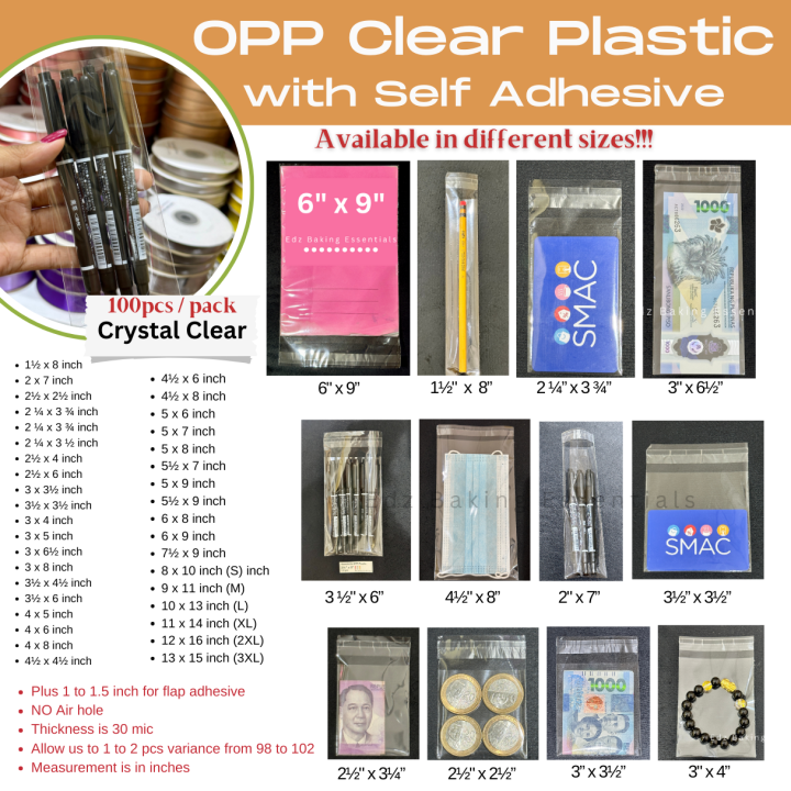 100 pcs OPP Plastic with Adhesive Packaging Pouch Resealable OPP Pouch ...