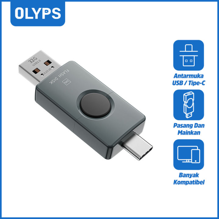 【OLYPS】Flashdisk OTG TYPE C USB 32GB/64GGB Dual Port High Speed U Disk ...