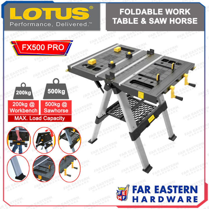 LOTUS Folding Work Table & Saw Horse Foldable Workbench FX500 PRO LTHT ...