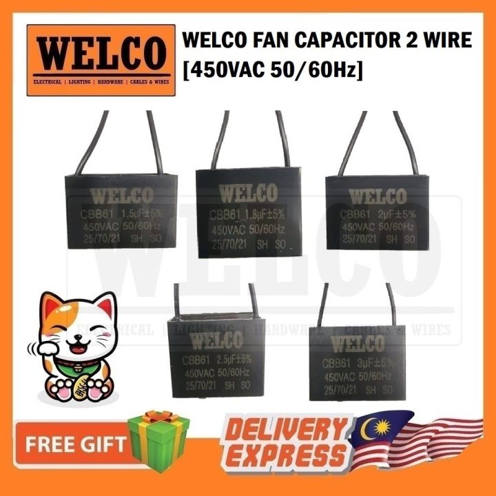WELCO / KAWA FAN CAPACITOR CBB61 2-WIRE 1.0UF5.0UF 450VACV [For KDK ...