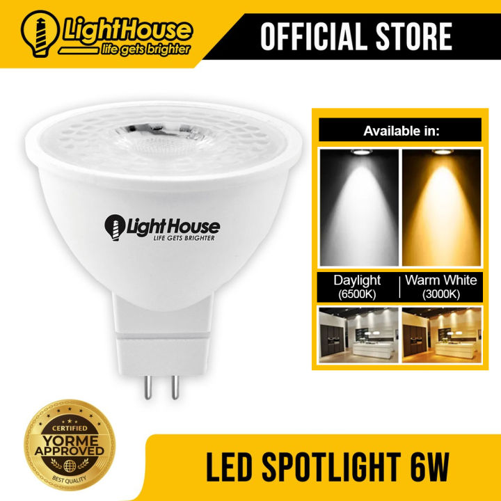 LIGHTHOUSE LED Spotlight 6W MR16 GU5.3 DAY LIGHT 6500K | WARM WHITE ...