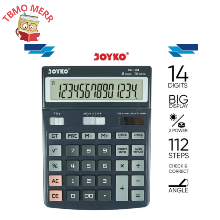 Kalkulator Joyko CC-34 - Kalkulator 14 Digit Check Correct | Lazada ...