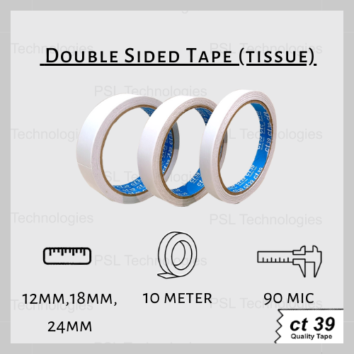 DOUBLE SIDED TAPE (TISSUE) 12MM,18MM,24MM X10M [READY STOCK] | Lazada