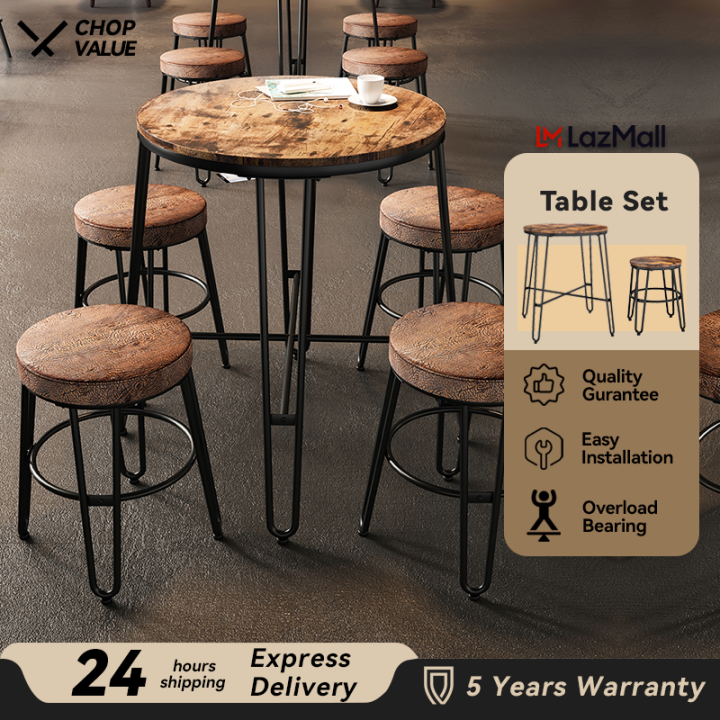 CHOPVALUE Cafe Table Industrial Wind Chair Practical Bar Table and ...