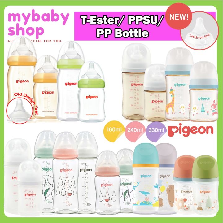 Orignal Pigeon Softouch T-Ester Wide Neck PP/ PPSU Glass Nursing Bottle 5oz (160ml) / 8oz (240ml ...