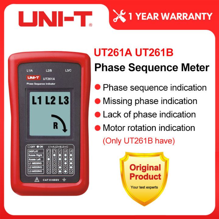 UNI-T 3 Phase Sequence Meter UT261A UT261B Phase Missing Motor Rotation ...