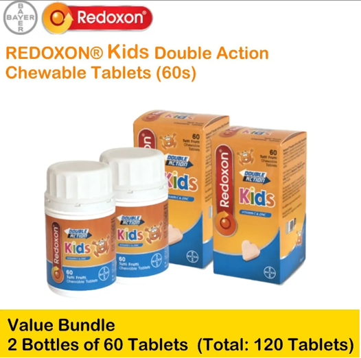 Redoxon Double Action Kids Vitamin C amp Zinc 60 Chewable Tablets x 2 ...