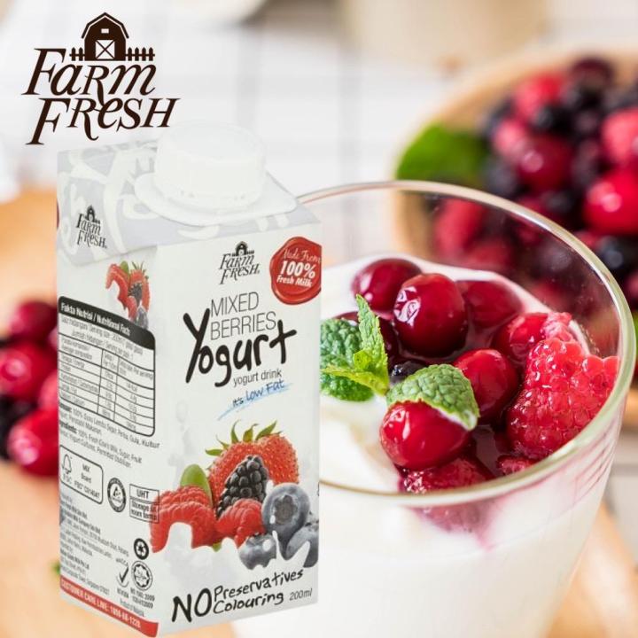 FARM FRESH UHT YOGURT DRINK MIXED BERRIES 200ML*6 | Lazada