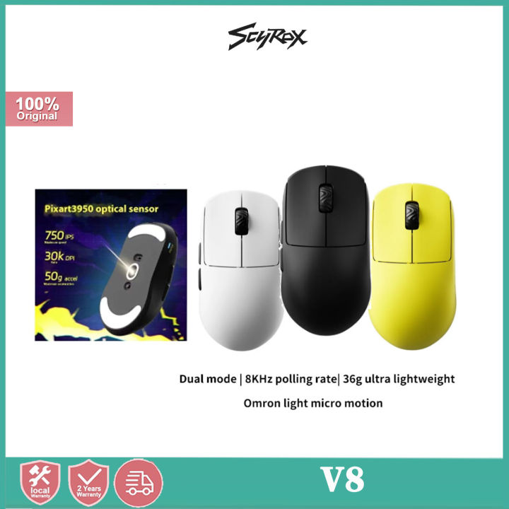 SCYROX V8 hole free ultra light wireless gaming mouse, pixart 3950 ...