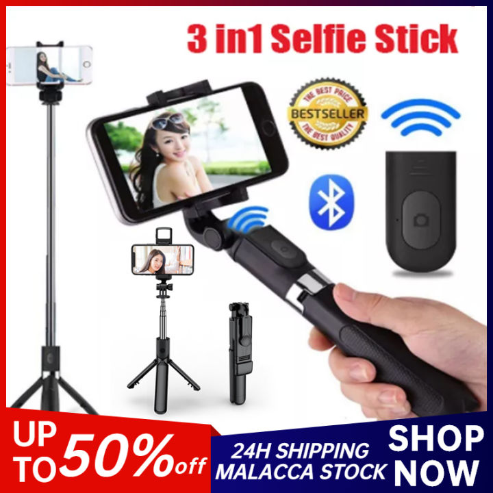 Bluetooth Selfie Stick 3 in1 Wireless Extendable Handheld LED Self ...