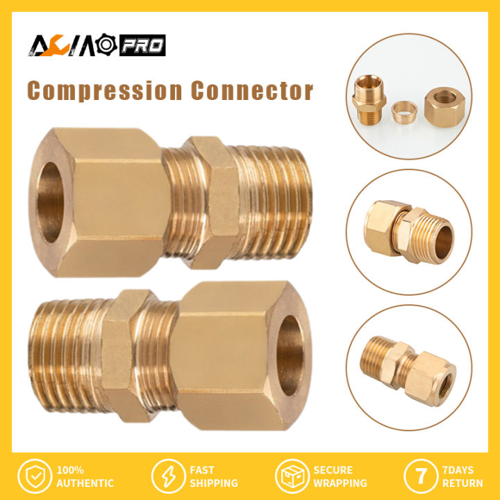 AumoPro 1PC Compression Male Connector Brass Pipe Fitting Copper Pipe ...
