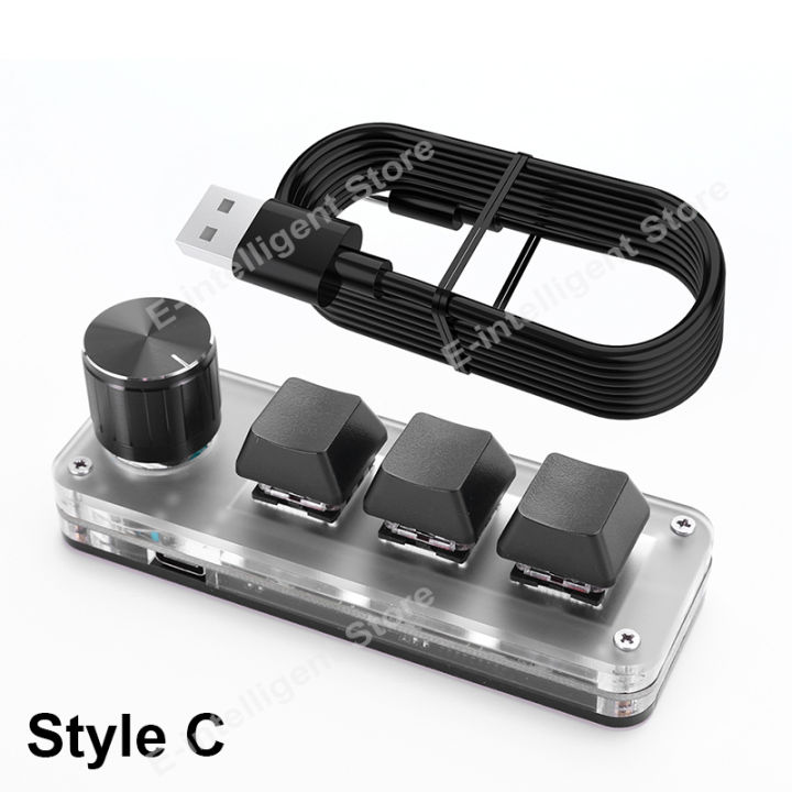 Mini 3 Key Custom Keypad Volume Shortcut Button Programming Rgb Knob Macro Keyboard Photoshop ...