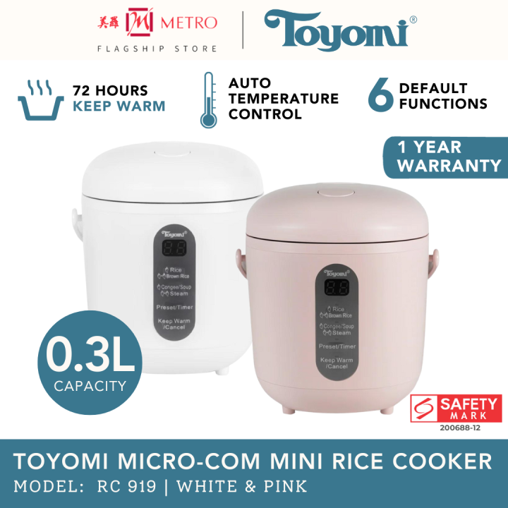 Toyomi 0.3L Mini Rice Cooker RC919 | Pink & White | Lazada Singapore