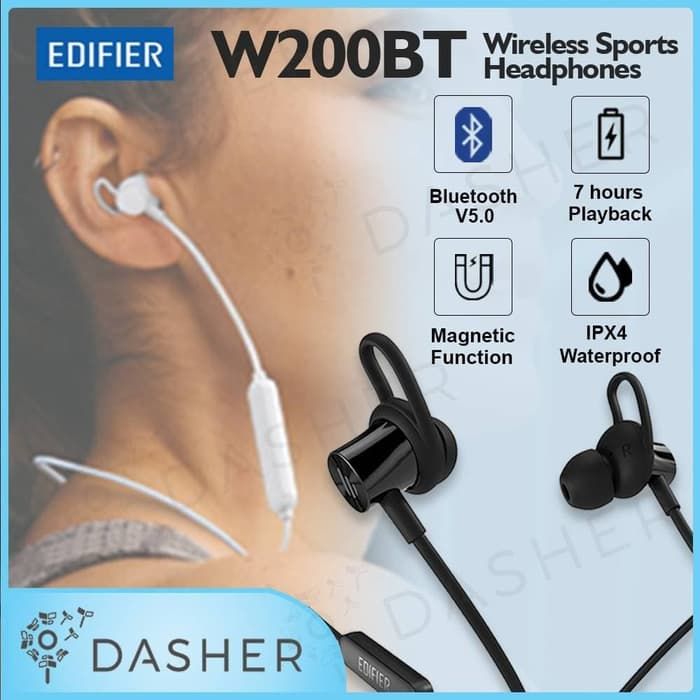 HEADSET BLUETOOTH V5.0 EDIFIER W200BT SE Wireless Sports Mangnetic ...
