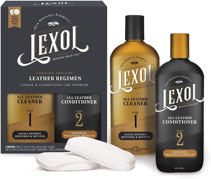 Lexol Complete Two-Step Leather Regimen Care Kit, Conditioner & Cleaner ...