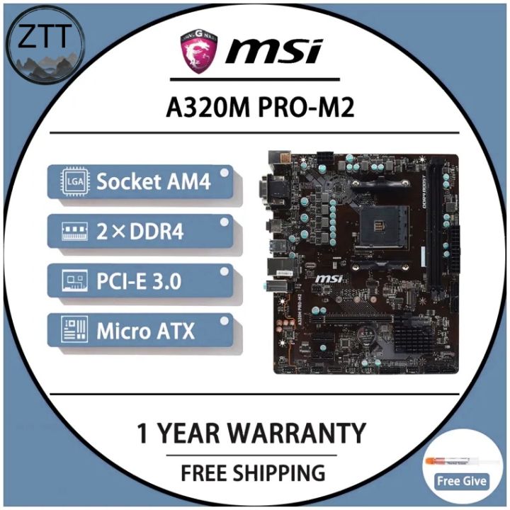 MSI A320M PRO-M2 AM4 DDR4รองรับ Ryzen 5 3600X3400กรัม Cpus AMD A320 PCI ...