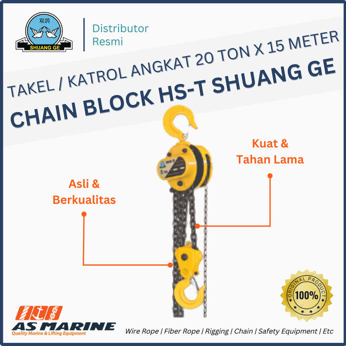 Chain Block / Takel / Katrol Angkat 20 Ton x 15 Meter HS-T SHUANG GE | Lazada Indonesia