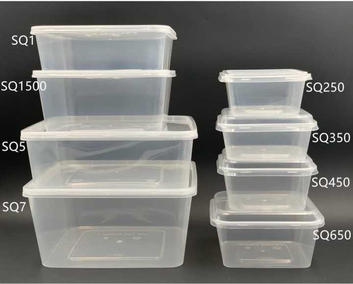 PP SQUARE MICROWARE CONTAINER WITH LID/ FOOD CANTAINER/TAKE AWAY (SQ250 ...
