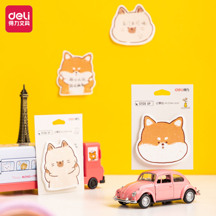 Giấy nhắn học sinh hình thú cưng ngộ nghĩnh nhiều màu Deli - 1 tệp ngẫu ...