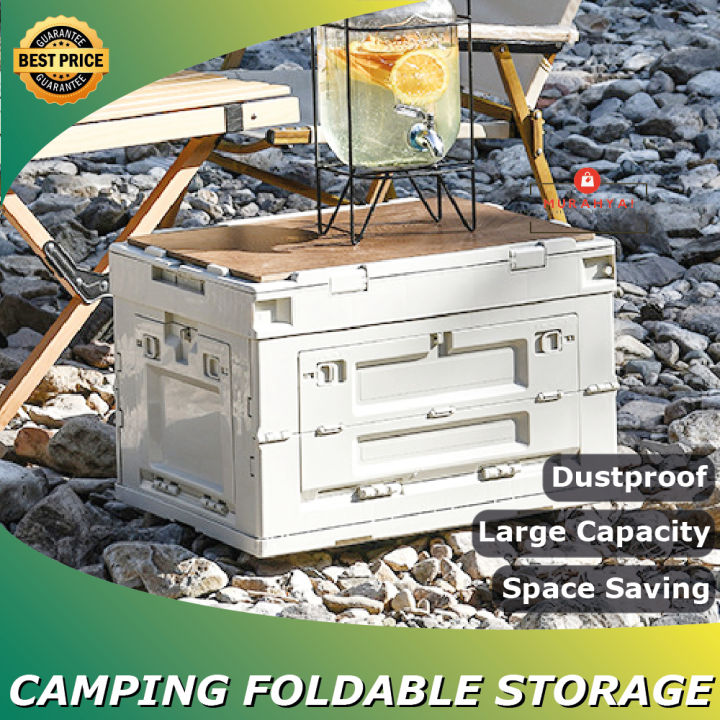 Camping Foldable Box Storage 50L Waterproof Large Storage Box Stackable ...