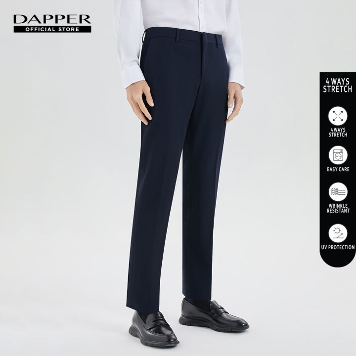 DAPPER กางเกงทำงาน รุ่น 4 Ways Stretch ทรง Slim-Fit สีกรมท่า | Lazada.co.th