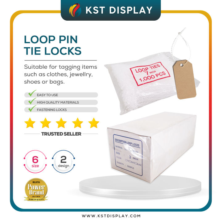 5000pcs & 1000pcs Loop Pin Tie Locks / Price Tag Pin / Transparent Snap ...