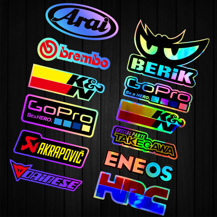 2 SET Laser Motorcycle Side Strip Bike Helmet Sticker Car Styling Vinyl ...