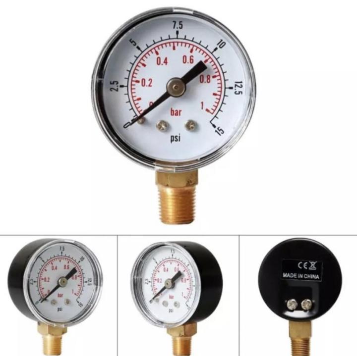 Pressure Gauge 50mm Manometer Drat Samping 1/4 Inci Alat Ukur Tekanan ...