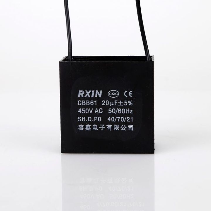 Rxin 20uf Capacitor CBB61 20UF 450VAC Wires ±5% Ceiling fan Motor Capacitor,Run Capacitor | Lazada