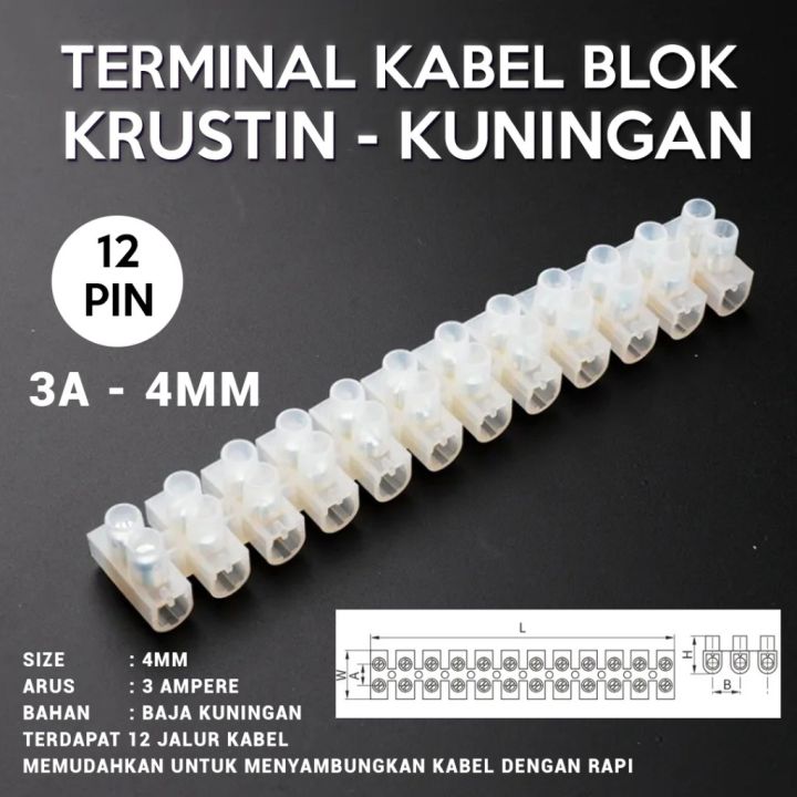 Terminal Kabel Krustin Blok Kuningan 12 PIN 4MM 3A Plastik | Lazada ...