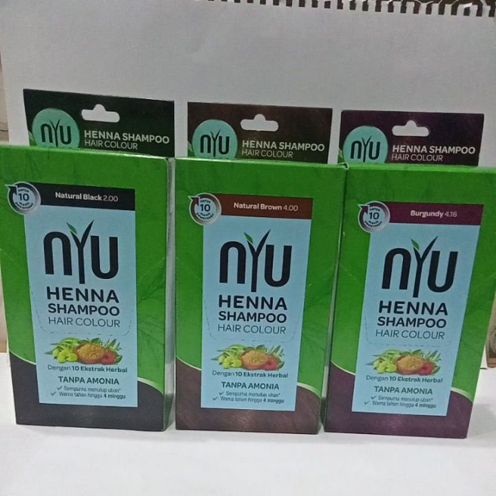 ( Sachet ) NYU Henna Shampoo Hair Colour 20ML | Sampo Pewarna Rambut ...