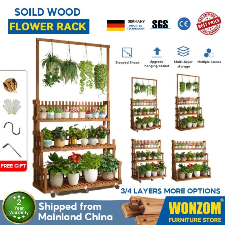 Soild Floor Type Solid Wood Fleshy Multi-layer Flower Balcony Outdoor ...