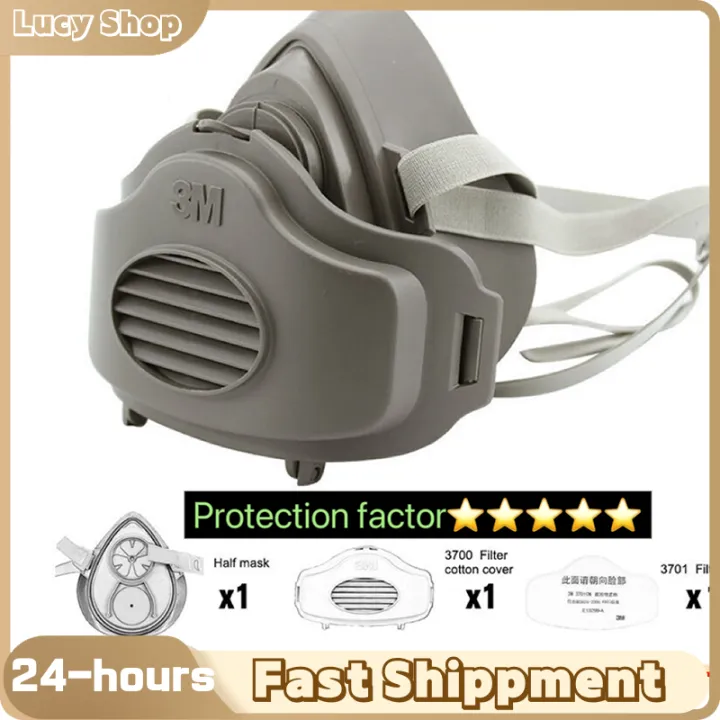 【Philippine Stock】3M 3200 3 in 1 Gas Masks 20pcs 3701CN Filter Cotton ...