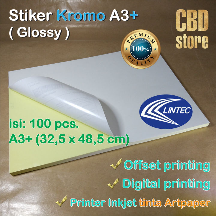 Stiker KROMO A3+ 32,5 x 48,5 cm 100 lembar Sticker CHROMO Glossy CROMO merek Lintec Stiker ...