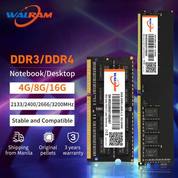 WALRAM Memoria Ram DDR3 DDR4 8GB 4GB 16GB 1.2V 1.35V 1.5V 2400mhz 2133 ...