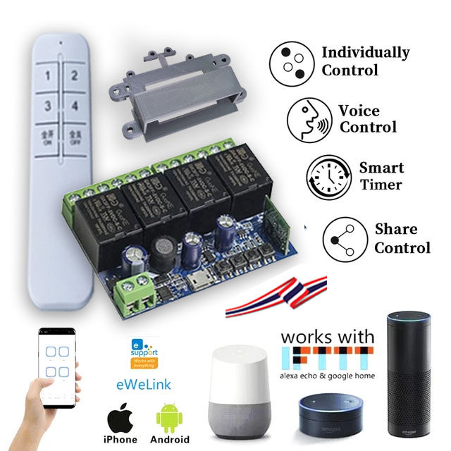 4CH WiFi Switch Wireless Relay Module eWeLink | Lazada.co.th
