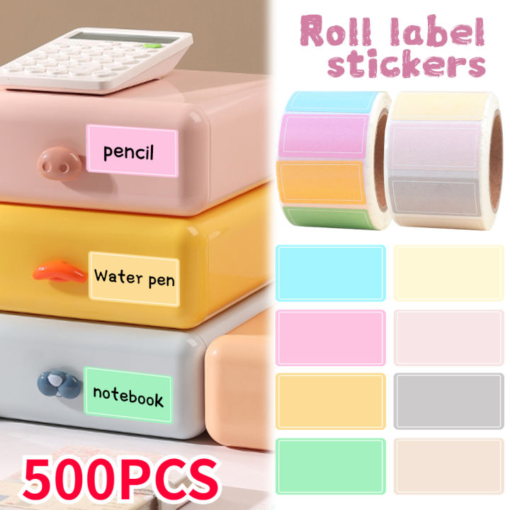 500 Stickers/roll 30*15mm Color Label Sticker Name Tag School ...