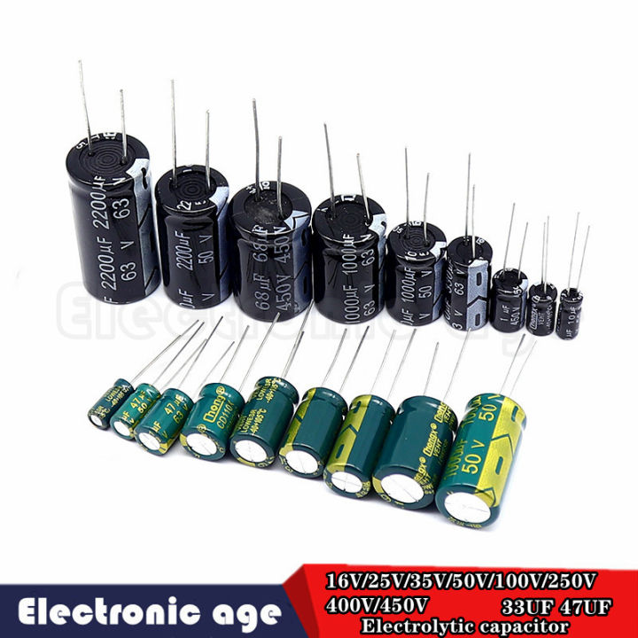 50Pcs Electrolytic Capacitor 16V/25V/35V/50V/100V/250V/400V/450V 33UF 47UF | Lazada PH